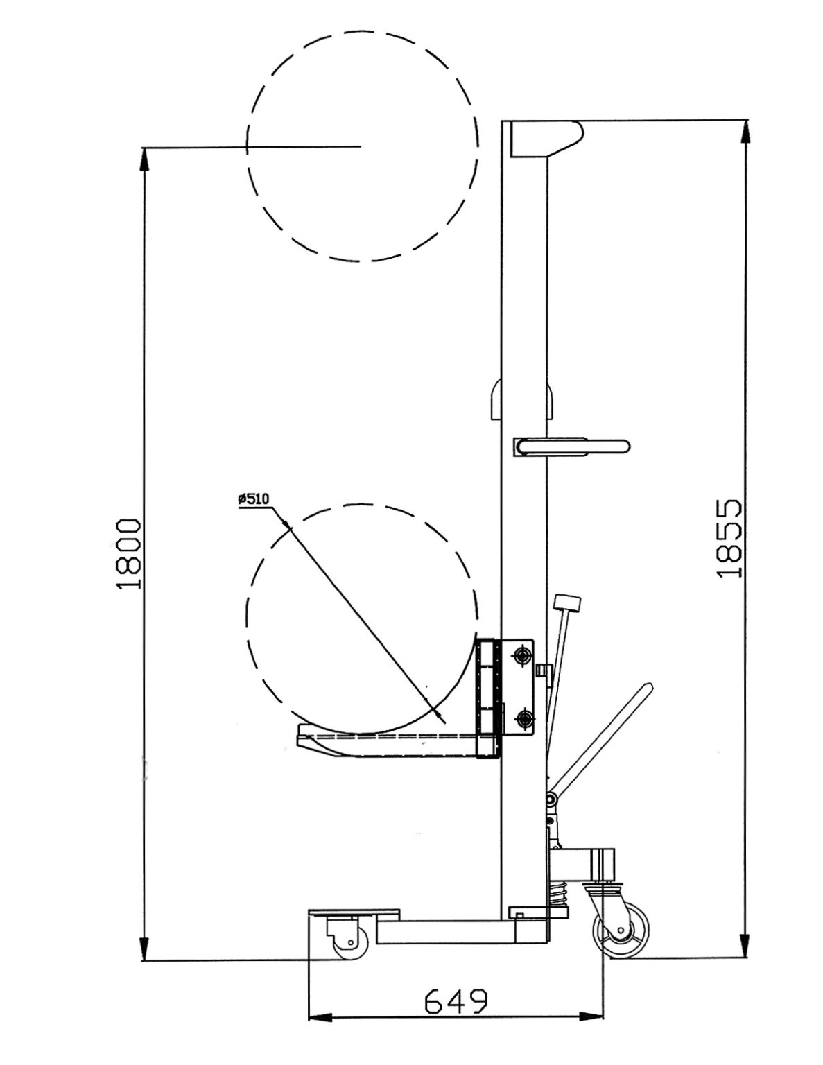 On-A-Roll® Lifter Jumbo 70"H - Foster Media Roll Lifter