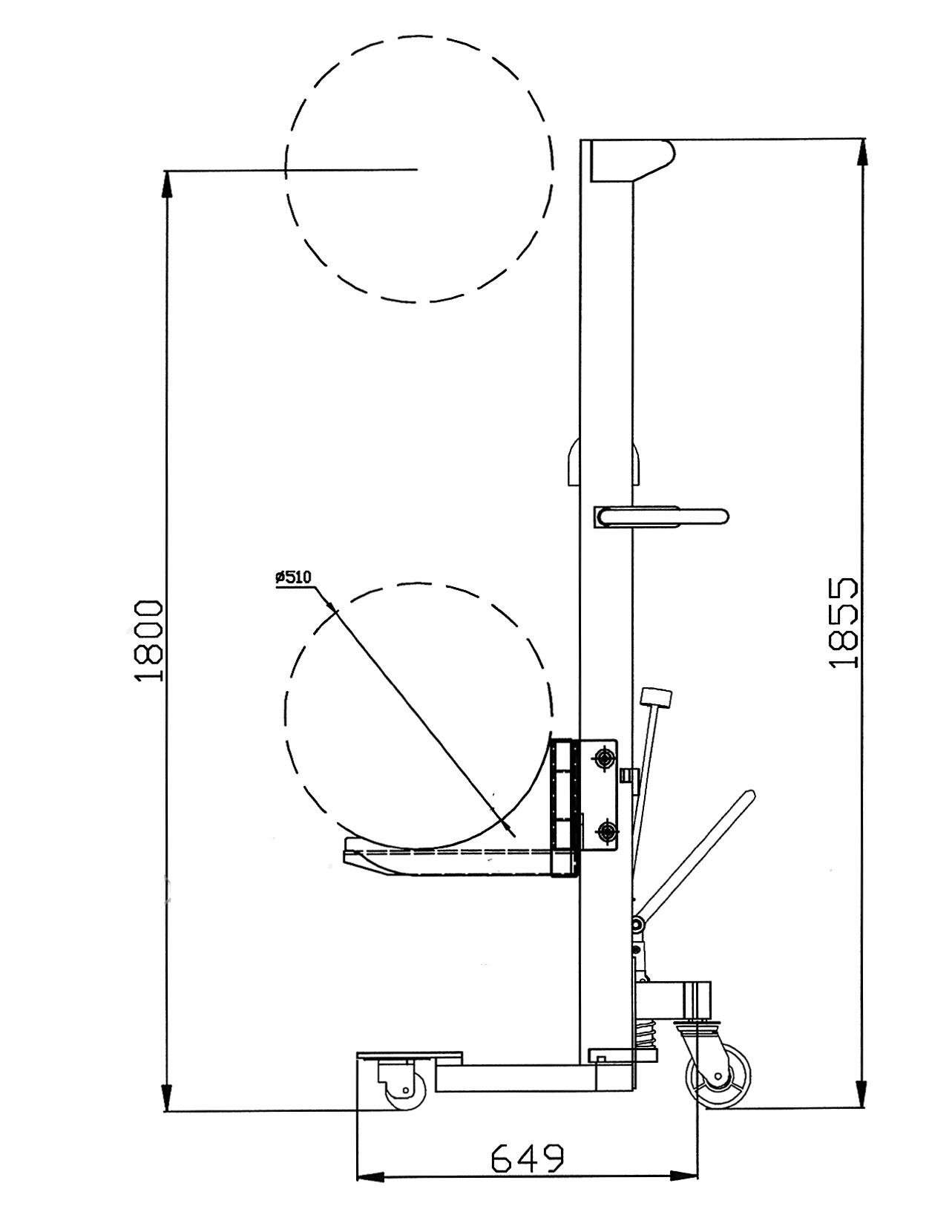 On-A-Roll® Lifter Jumbo 70"H - Foster Media Roll Lifter